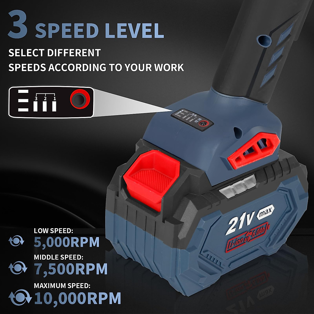 RYOJEGK 5" Brushless Angle Grinder Kit, 2 x 6.0Ah Battery Cordless Angle Grinder Tool,10000RPM Max Rotational Speed & 26Pcs Set of Accessories, Amoladora Angular for Cutting,Polishing & Carving