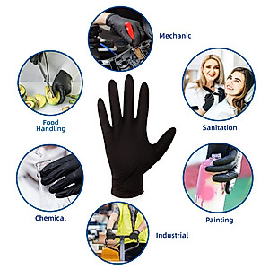KKD Disposable Nitrile Gloves Black, Latex Free & Powder Free For Cooking , Cleaning ,Work (Large, Black)