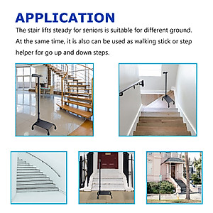 Aliseniors Stair Climbing Assist Cane, FSA/HSA Eligible Stair Lift Aid for Seniors Stair Steady to Walk Up and Down Stairs or Steps, Adjustable Walking Sticks for Right or Left Handed Men or Women