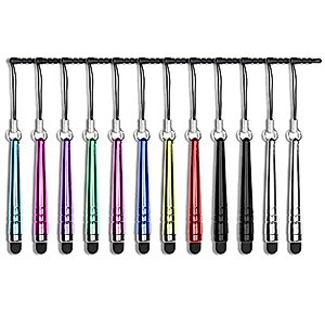 Stylus Pen Bundle 12 Pack/Short Stylus Pens with 3.5mm Jack Connector - Compatible with All Capacitive Touchscreen Devices - for iPad, iPhone, Samsung Phones, Tablets, Android Tablets and More
