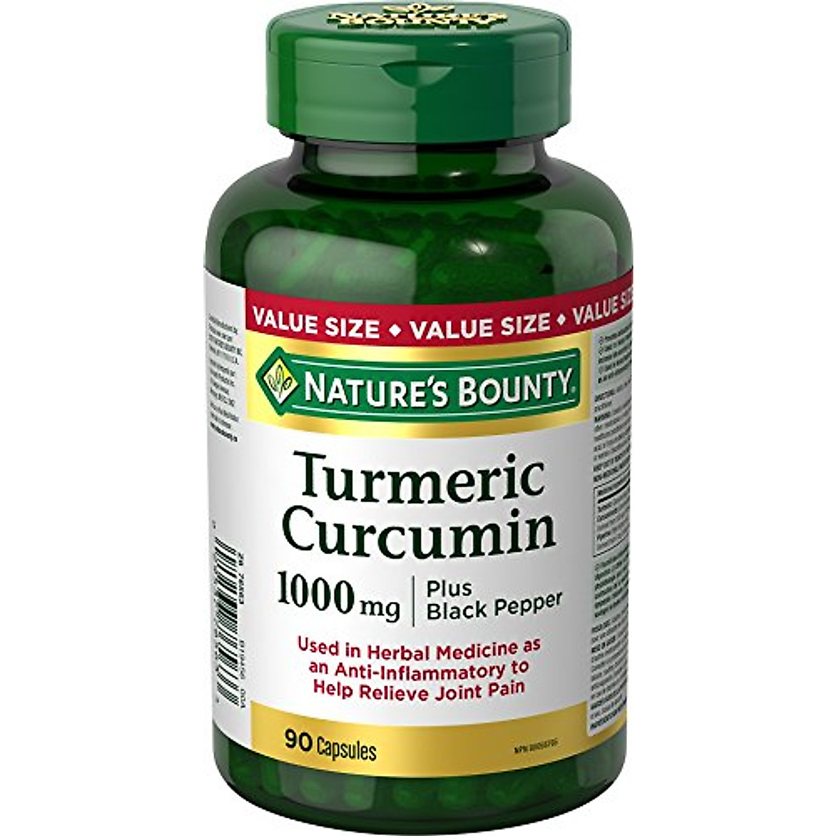 Nature's Bounty Turmeric Curcumin 1000mg Plus Black Pepper, 90 Capsules