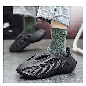 Eohsnem Foam Runner Shoes for Women Men, Hollow Cloud Slippers Lightweight Slip-On Walking Sneakers Breathable Soft Beach Sandals Black