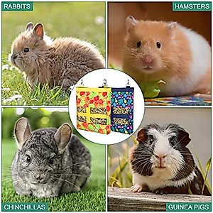 2 Pieces Guinea Pig Hay Bag Washable Pet Rabbit Hay Feeder Bag with 2 Holes Cute Small Animal Hanging Feeder Sack Storage for Rabbit Guinea Pig Chinchilla Hamster Small Pets (Flamingo, Orange)