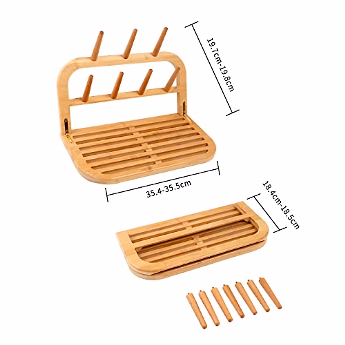 SILICOCO Baby Bottle Drying Rack, Bamboo Dish Drying Rack Foldable Organizer Holder with Locking Buckle, Baby Bottle Holder for Plastic Bags, Cups, Accessories