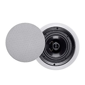 Monoprice 2-Way Polypropylene Ceiling Speakers - 6.5 Inch, Pair, With Paintable Grille - Aria Series