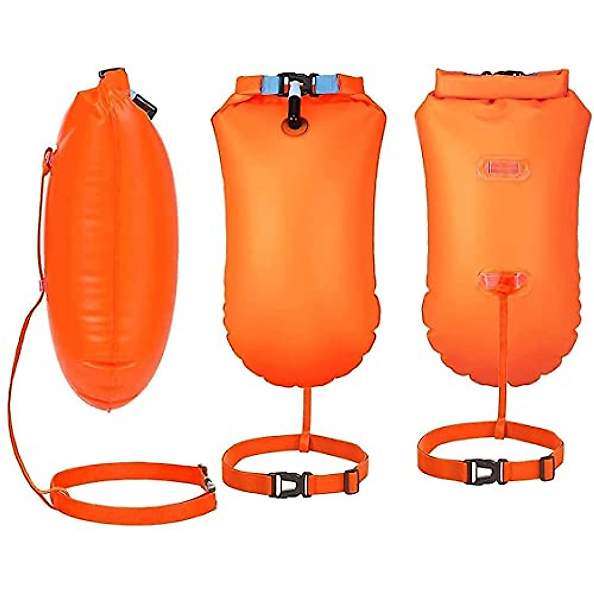 YESHIN 2 Pack 20L Waterproof Swim Bouy with Storage Space Inflatable Dry Bag Bright Color Swim Safety Float for Open Water Swimmers, Triathletes, Kayakers and Snorkelers with Swim Cap