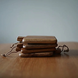 ELMIGHTY Charcuterie Board Drink Coaster for Coffee Table, Set of 4, Thick and Luxurious, Made from Premium Quality Acacia Wood, Includes Scratch-Resistant Pads, Perfect