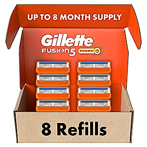 Gillette Fusion5 Power Mens Razor Blade Refills, 8 Count, Lubrastrip for a More Comfortable Shave
