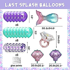 Last Splash Bachelorette Party Decorations, Hombae Mermaid Bachelorette Party Bridal Shower Fringe Curtain Mermaid Tail Sea Shell Ring Balloon Glitter Banner Cake Topper Teal Blue Purple Pink