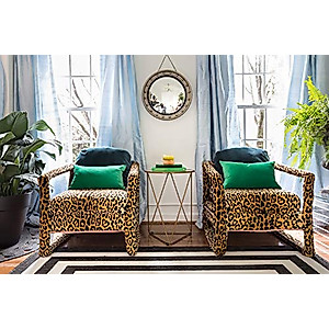 HomePop Metal Accent Table Triangle Base Round Mirror Top, Gold