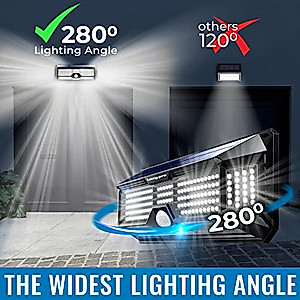 LazyPro Solar Lights Outdoor Super-Bright 298 LEDs 2500lm - LED Solar Motion Sensor Lights Outdoor - for Wall, Post, Pathway Garden up to 1600 sq ft - Solar Battery Powered 4400 mAh