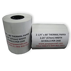 2 1/4" x 80' Thermal Paper (50 Rolls), Works for Verifone Printer Tranz 420, Verifone Vx510, Verifone Vx510LE, Verifone Vx570