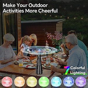 Fly Fans for Tables, Rechargeable Fly Fan Table Top Fan with LED Light, Fly Spinner with Soft Holographic Blades for Picnic, Restaurant, Party, Home, and BBQ (4 Pack)