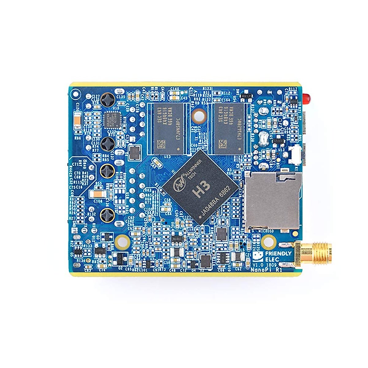 NanoPi R1 Allwinner RAM 1GB H3 Dual Ethernet Port, Wifi & BT, onboard eMMC with USB & Serial Port for loT