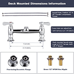 iVIGA Commercial Kitchen Faucet Deck Mount with Pre-Rinse Sprayer 21" Height Kitchen Sink Faucet 8 Inch Center with 10" Add-on Swing Spout Faucet & Coiled Spring Pull Down Spray