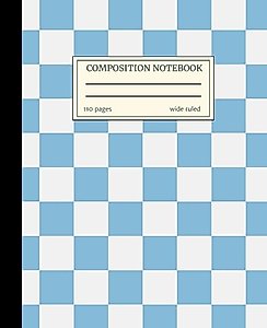 Preppy Composition Notebook: Blue Checkered Y2K Aesthetic Notebook for Kids & Teens | Preppy School Supplies | Wide Ruled Composition Notebook