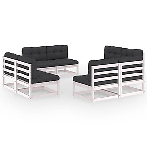 WEHUOSIF 8 Piece Patio Lounge Set with Cushions,Garden Lounge Set,Combination Sofa,Pool Sofa Set,Conversation Sofa,Party Furniture,for Homes,Offices,Living Room,Cafes,Solid Pinewood