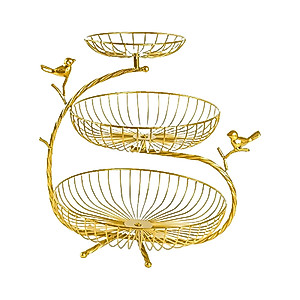 Gralara 3 Tier Fruit Serving Basket Candy Plate Basket Food Dessert Storage Plate Vegetables Storage Organization Organizer for Hotel Ceremony Decor