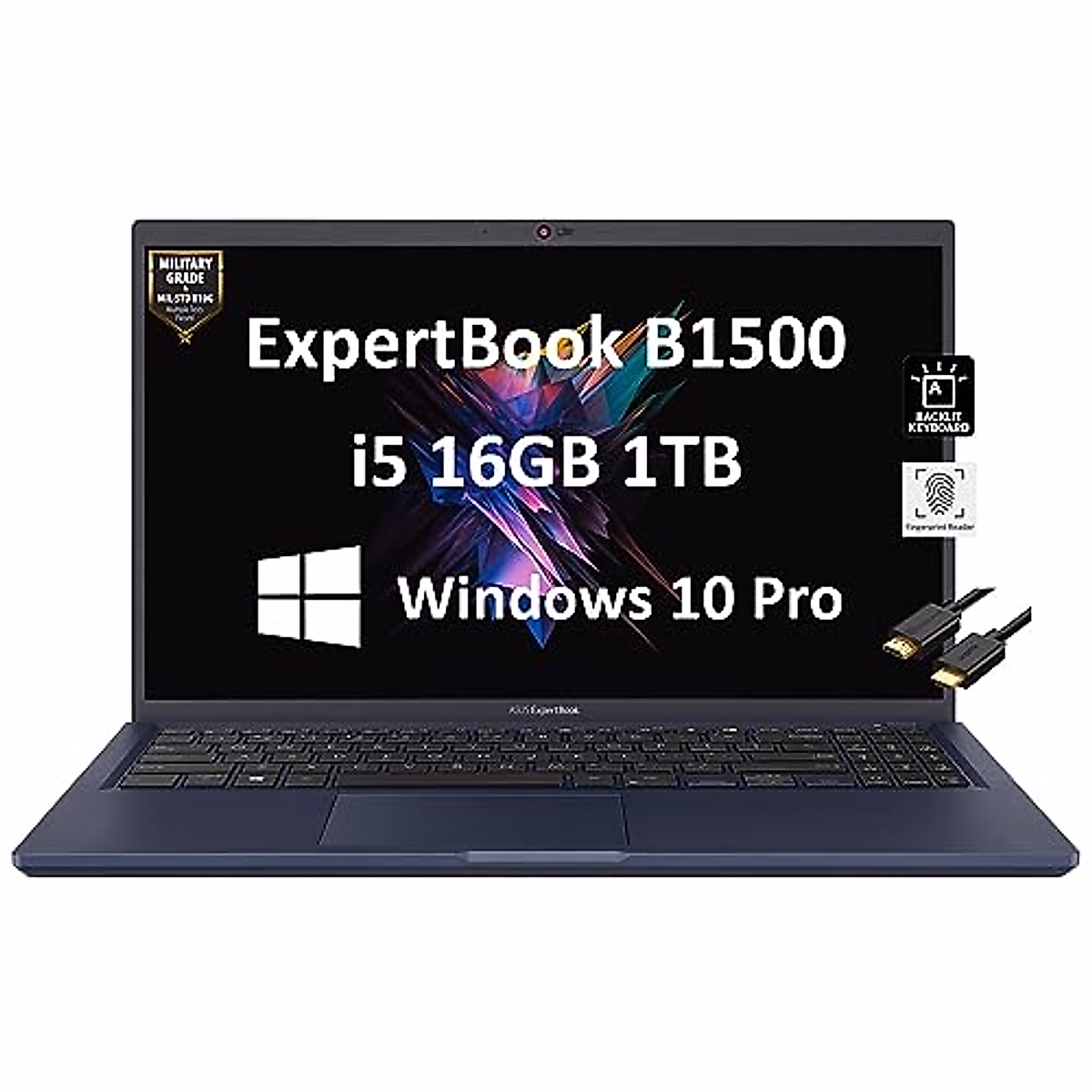 ASUS ExpertBook B1 B1500 15.6" FHD (Intel 4-Core i5-1135G7, 16GB RAM, 1TB PCIe SSD, Military Grade Durable) Business Laptop, Fingerprint, Backlit, 3-Year Warranty, IST HDMI, Win 10/11 Pro
