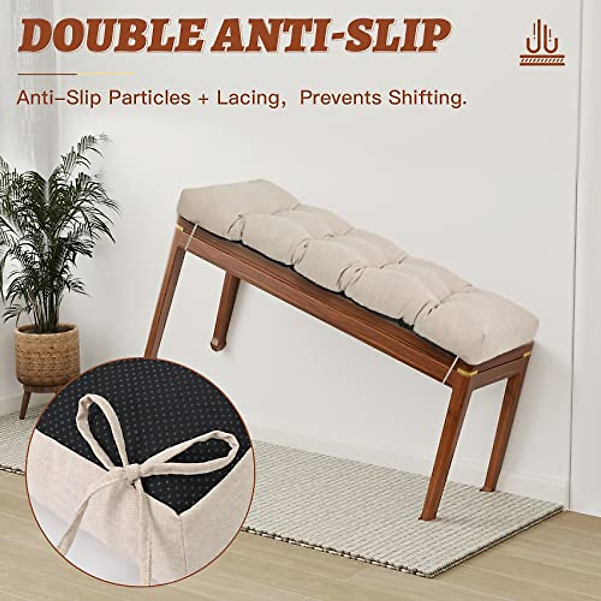 Focuprodu Bench Cushions. Non-Slip Pile Bench Cushion for Indoor and Outdoor in Multiple Scenarios.45x18 Inch Bench Cushion Ideal Cushion for Benches, Sofas and Raised Windows. (45x18x4, Beige)