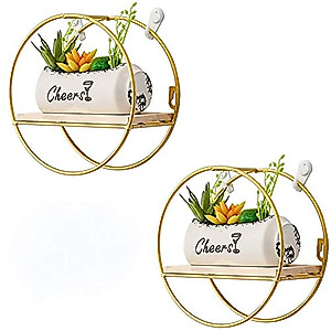 YunNasi Floating Wall Mounted Shelf Storage Display Racks Hanging Home Decor Unit for Living Room Bedroom Hallway (Small Round, Black)…