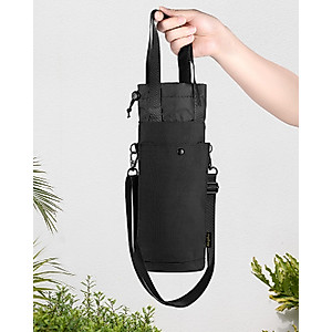 EasyAcc Water Bottle Holder Bag Strap Carrier,for 12/25/32/40 oz Universal Water Bottles[With Handle/Crossbody/Front Pockets] Water Bottle Accessories for Walking Hiking Camping Travel