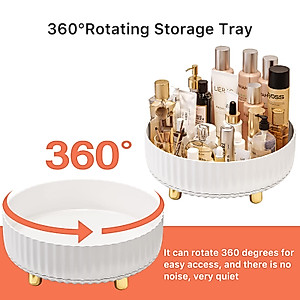 Saclsocs 2-Pack Makeup Organizer for Dresser, Perfume Tray, Hair Product Organizer, Lotion Organizer, 360 Degree Rotating Lazy Susan Cosmetic Storage, One-Tier, White