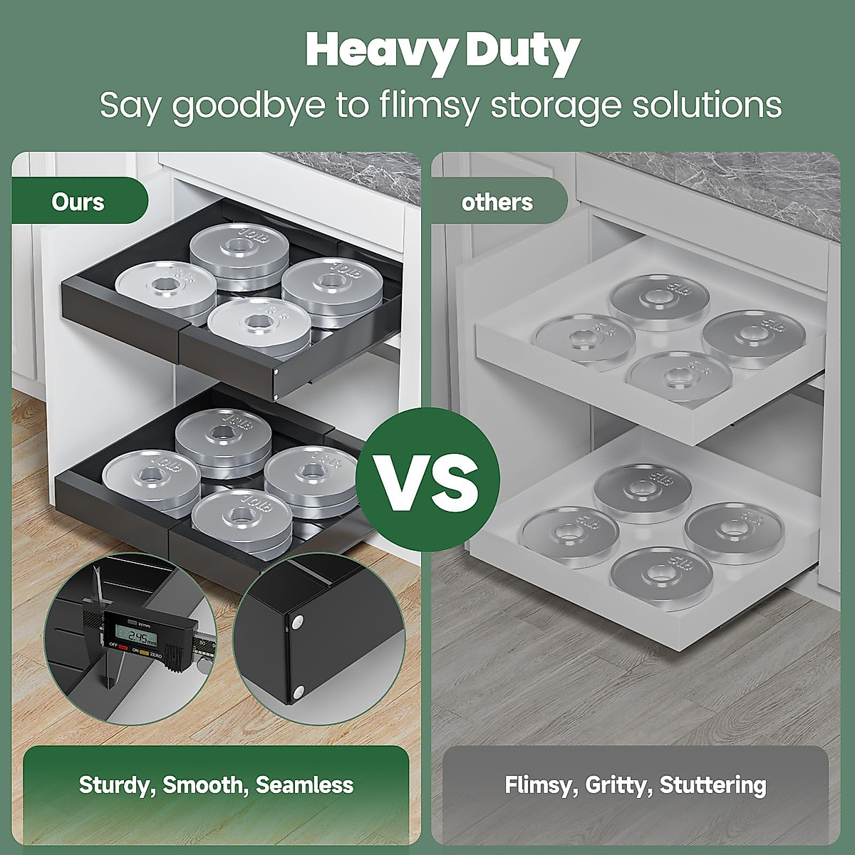 CHIOCWARE Pull Out Drawers for Cabinets,Pull Out Cabinet Organizer，Slide Out Drawers for Kitchen Cabinets, (11.81"~18.11") W,16.93" D,for Kitchen, Bathroom, Pantry