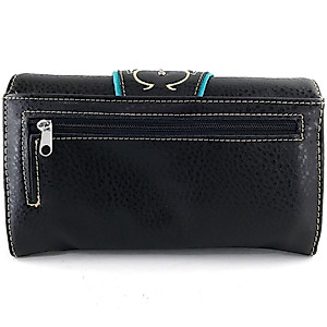 Zelris Western Paisley Buckle Women Crossbody Wrist Trifold Wallet (Turquoise)