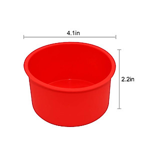 Staruby Silicone Cake Mold Baking Pan Round 4 Inch Non-Stick Bakeware Pan Reusable Cake Pan, Red, Set of 6