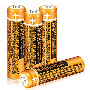 4 Pack HHR-55AAABU NI-MH Rechargeable Battery for Panasonic 1.2V 550mAh AAA Battery for Cordless Phones