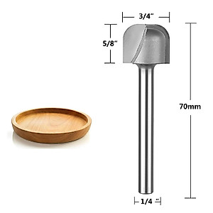 SpeTool Bowl&Tray CNC Router Bits Extra Long (70mm) 1/4 inch Shank 3/4 inch Cutting Diameter with Carbide Tip for Woodworking Router Machine Milling Cutter