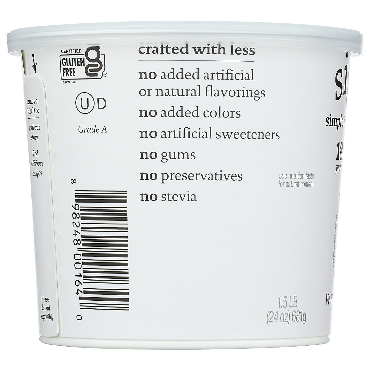 Siggi’s Icelandic Strained Whole Milk Yogurt, Plain, 24 OZ. – Thick, Protein-Rich Yogurt Snack