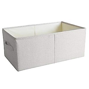 ALYER Collapsible Fabric Storage Organizer with Handles,Shelf Bins Box Container for Bedroom Office Closet Babies Nursery Toys Books Clothes (Beige)