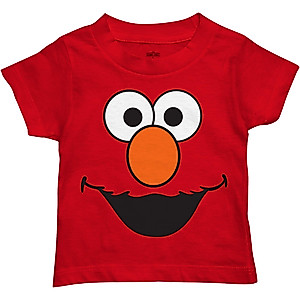 Sesame Street Short Sleeve T-Shirt Short Sleeve Tee - Elmo & Cookie Monster Big Face Tee (Elmo, 3T)