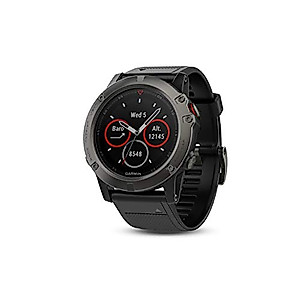Garmin fēnix 5X, Premium and Rugged Multisport GPS Smartwatch, features Topo U.S. Mapping, Slate Gray, (Renewed)