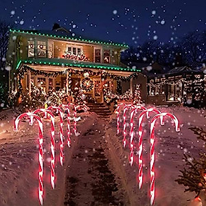 Christmas Candy Cane Lights,Solar Christmas Light， Christmas Candy Cane Pathway Lights， Christmas Decoration， for Home Garden New Year Holiday Lights， 5pcs