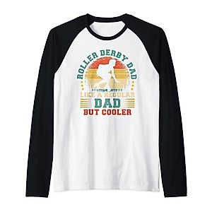 Roller Derby Lover Vintage Roller Derby Dad Father's Day Raglan Baseball Tee