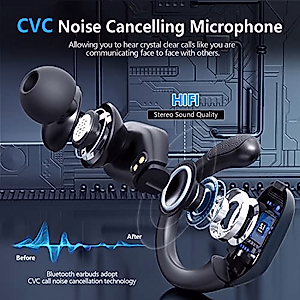 Joobesthy Wireless Earbuds Bluetooth Headphones, 75Hrs Playtime Sport Earphones with Wireless Charging Case & LED Digital Display IPX6 Waterproof Earphones with Earhooks HiFi Sound for Working and Gym