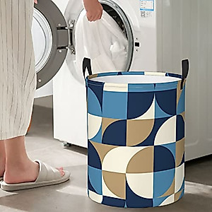 ZCJHGZcz Abstract Geometric In Mid Century Modern Large Circular Protable Storage Bin Organizer Laundry Hamper Portable Laundry 11086 11086