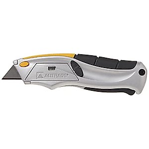 Alltrade Squeeze Utility Knife, Auto-Loading Squeeze, 6 Heavy-Duty Blades with Storage, Box Knives, Cut Tape Packaging - 150003