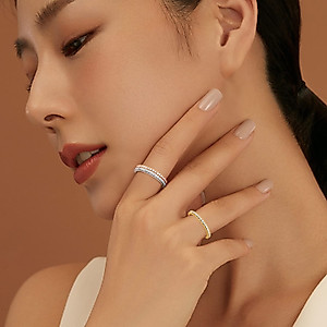 MDFUN Yellow Gold/Rhodium/Rose Gold Plated Cubic Zirconia Eternity Ring 3 PCS Set (8)