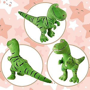 Hcdoujoy Green Small Plush Dinosaur Toy Plush Dinosaur Animal Stuffed Toy, Tyrannosaurus Rex Dinosaur Toy for Girls Boys Birthday Gifts Christmas Children's Day Gifts, 11×5×13.9"
