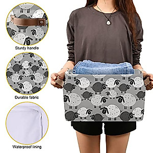 xigua Sheep Rectangular Storage Bin Canvas Square Storage Basket with Handles for Home,Office,Books,Nursery,Kid's Toys,Closet & Laundry