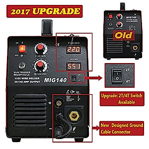 LOTOS MIG Welder Flux Core & Aluminum Gas Shielded Wire Welder with Argon Regulator, Standard MIG Gun, Brown (MIG140 120V)