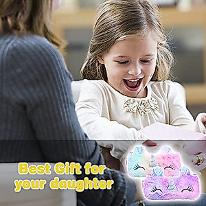 YBHOMINE Unicorn Gifts for Girls Pencil Case, Cute Plush Unicorn Pen Pouch, Girls Cosmetic Pouch Bag Stationery Organizer (Pink)