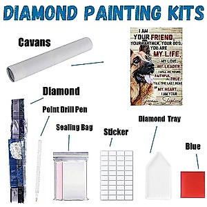 CAEJCCL 5D Diamond Art I Am Your Friend German Shepherd Diamond Painting Kits for Adults Paint by Number for Home Recreation and Wall Decoration 12x16 Inches