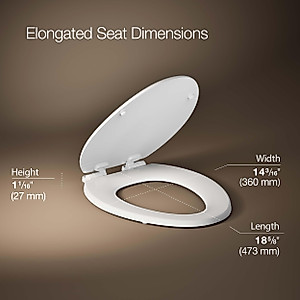 KOHLER Stonewood Toilet Seat, Quiet-Close Elongated, Slow Close, Wooden Toilet Seat