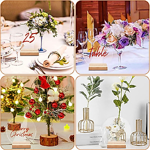 10 Piece Natural Place Card Holder With Round Acrylic Plate Card Holder Wood For Wedding Table Number Place Card Holder Photo Stand