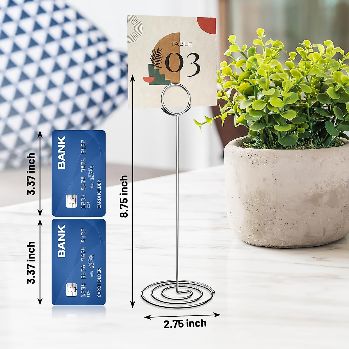 ONIXAR 12 Pack 8.75inch Table Card Holder Stand, Table Number Holders for Memo Notes, Picture Holders for Centerpieces, Table Sign Holders, Place Card Holder for Table Weddings, Restaurants (Silver)